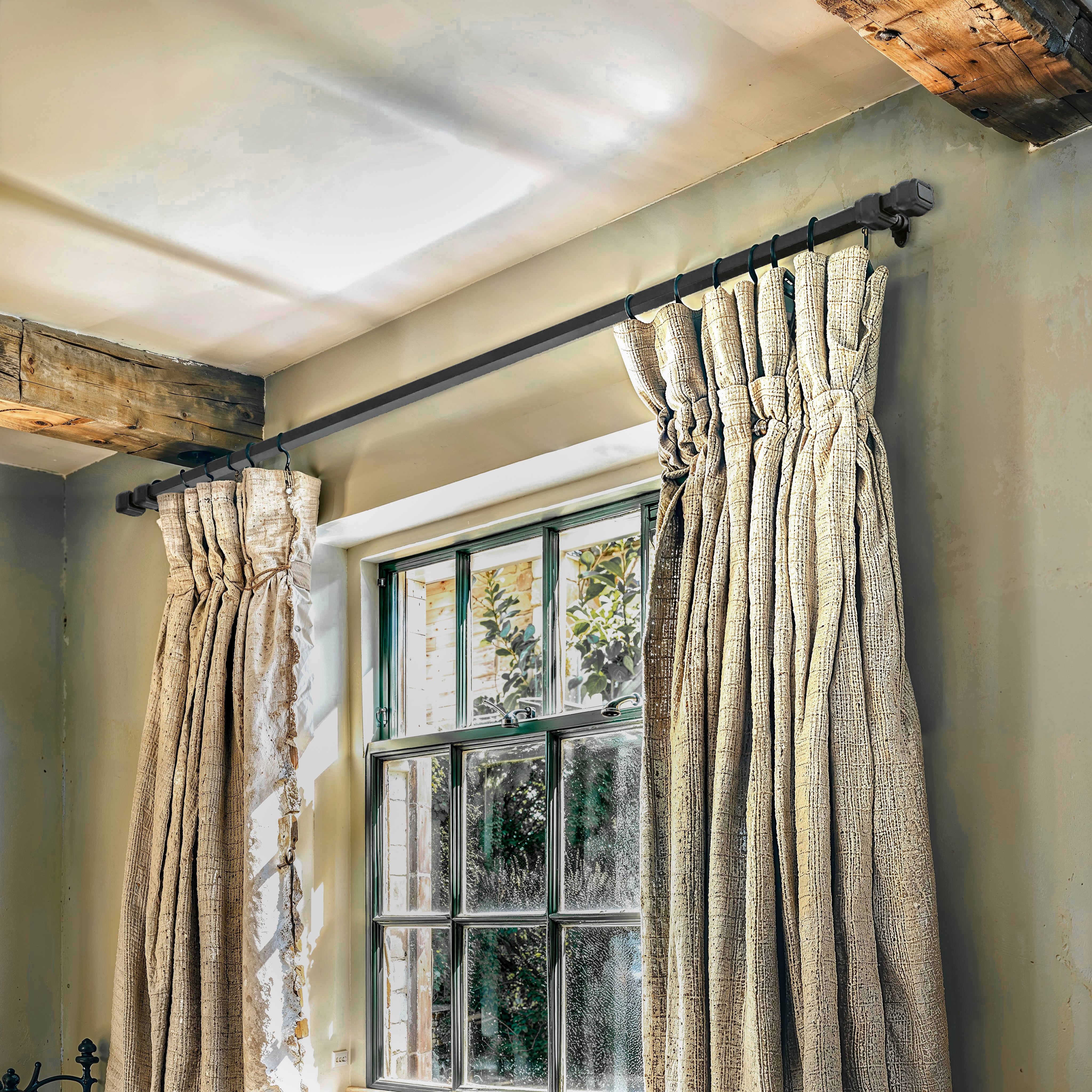 Black curtain rail wrought iron wall mounted – middlefarmcrafts