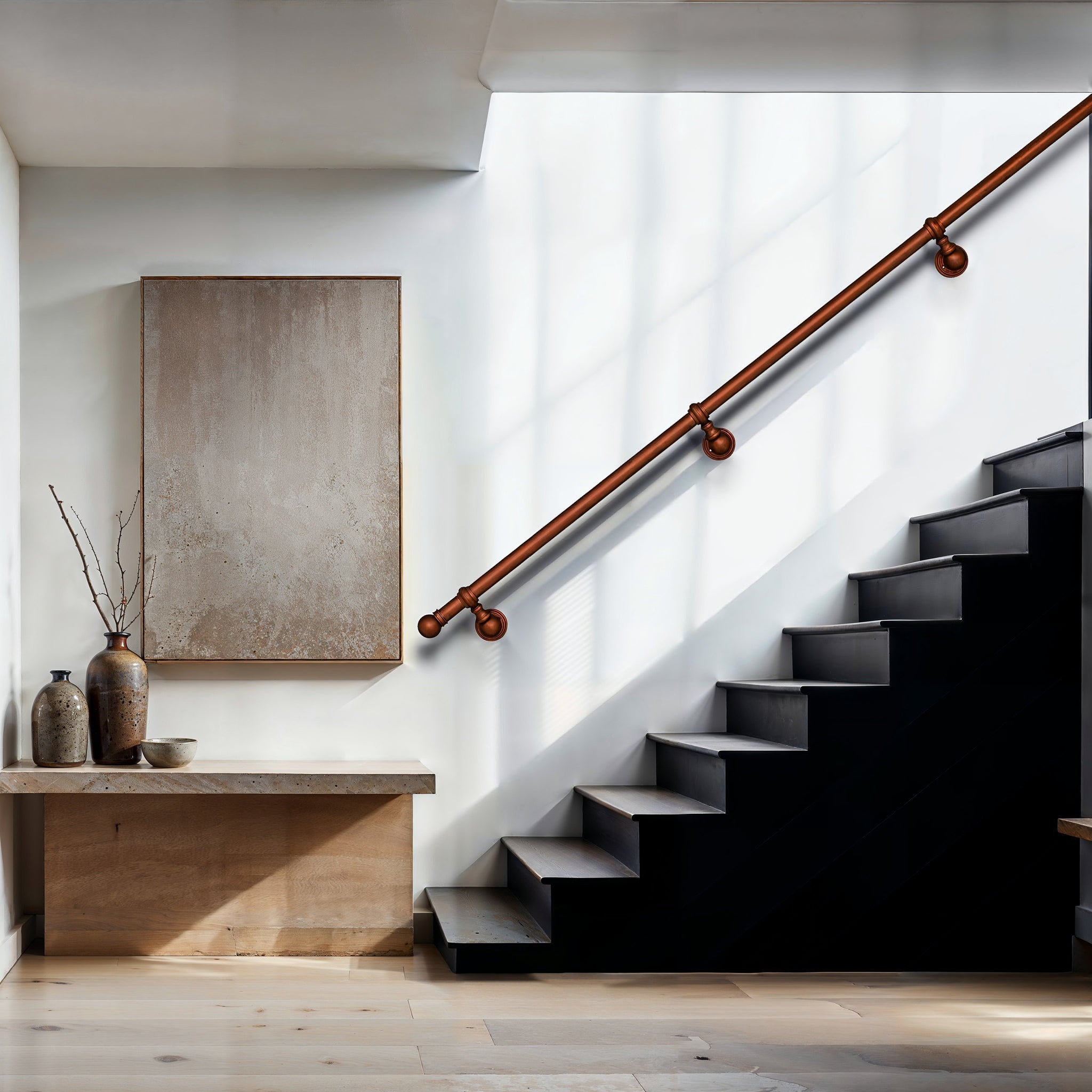 Industrial Bronze Stair Handrail wrought iron – middlefarmcrafts